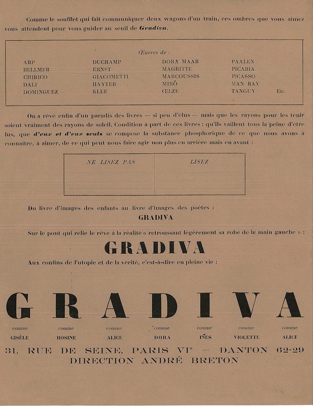(André BRETON) GRADIVA, – Galerie 1900 2000