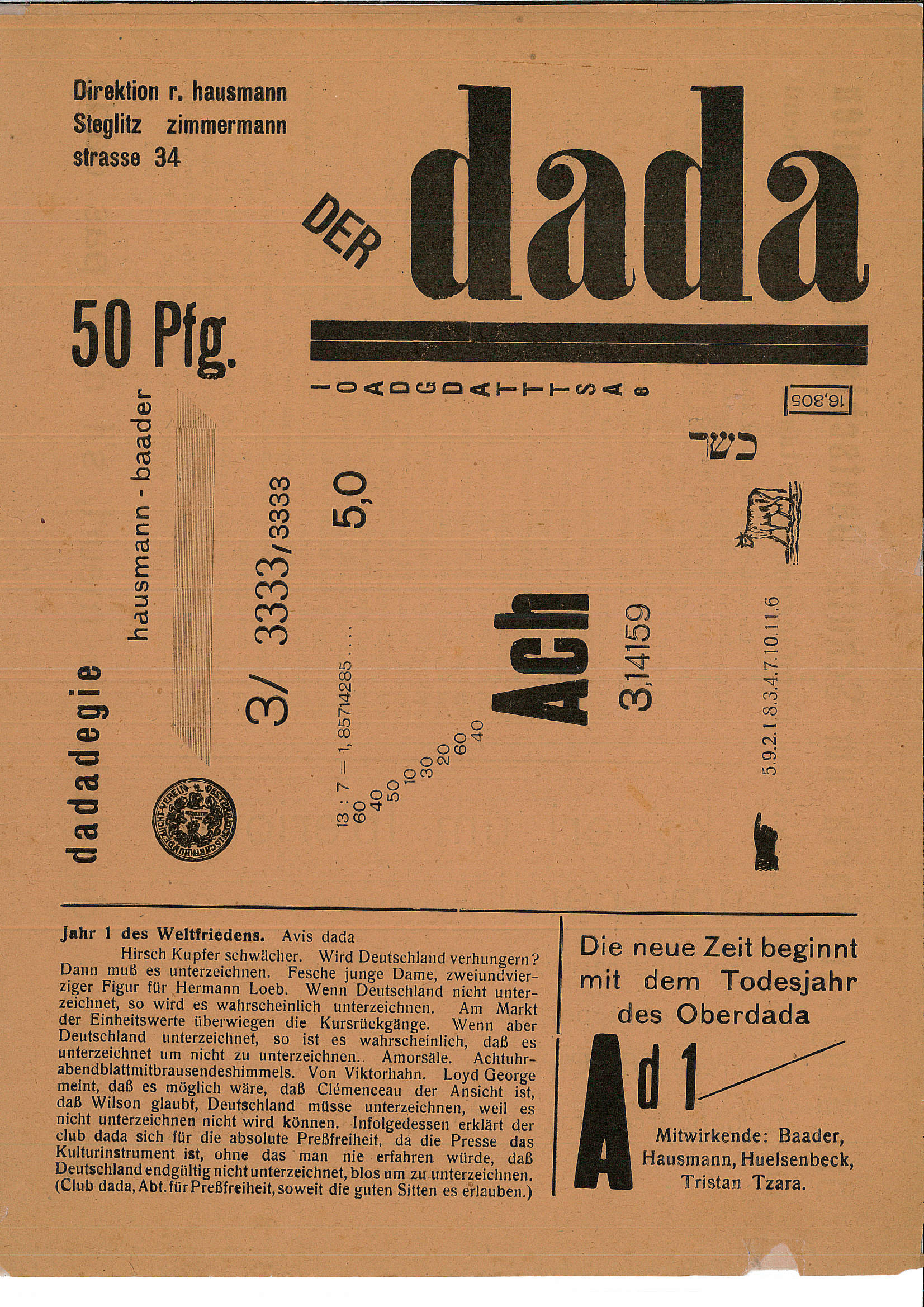 (DADA) DER DADA, – Galerie 1900 2000
