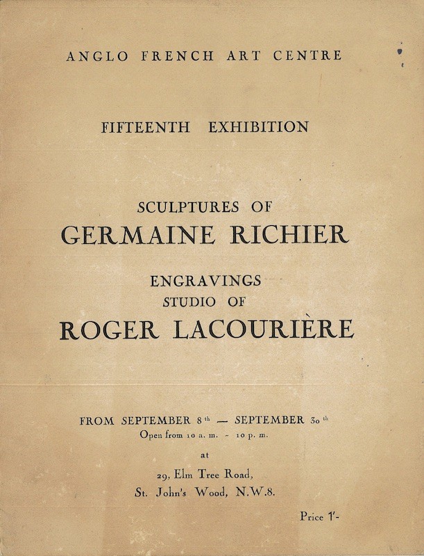 SCULPTURES OF GERMAINE RICHIER – ENGRAVINGS STUDIO OF ROGER LACOURIERE ...