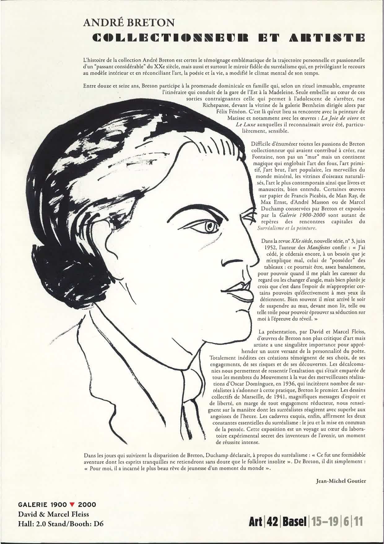 Art/42/Basel. ANDRE BRETON COLLECTIONNEUR ET ARTISTE - Galerie 1900 2000